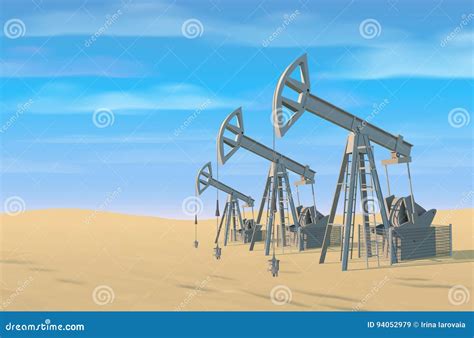 Oil Rigs On The Background Of The Dollar Symbol Cartoon Vector