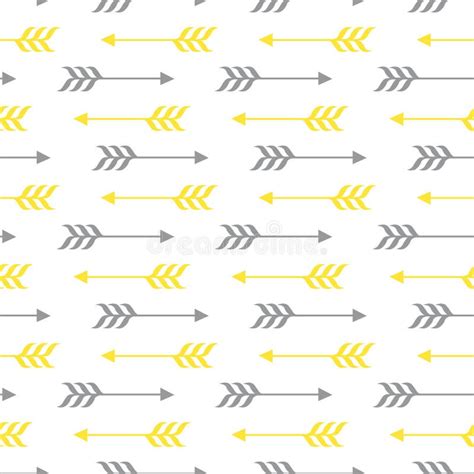 Seamless Vector Pattern Of Grey And Yellow Arrows On A White Background Stock Illustration