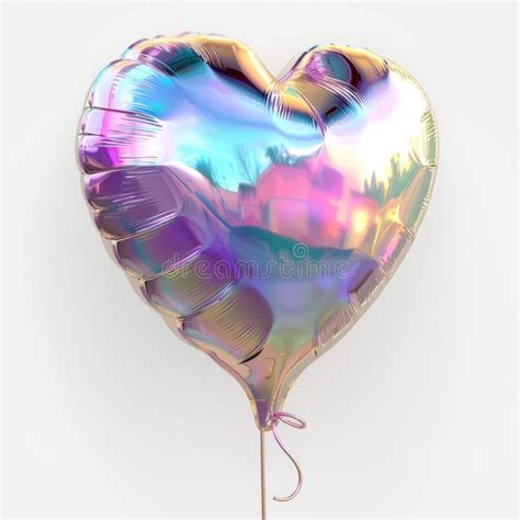 Helium Air Ballon In Heart Shape Glossy Shiny With Reflection Foil