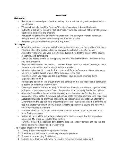 COMM Refutation Notes Refutation Refutation Refutation Is A Central Part Of Critical