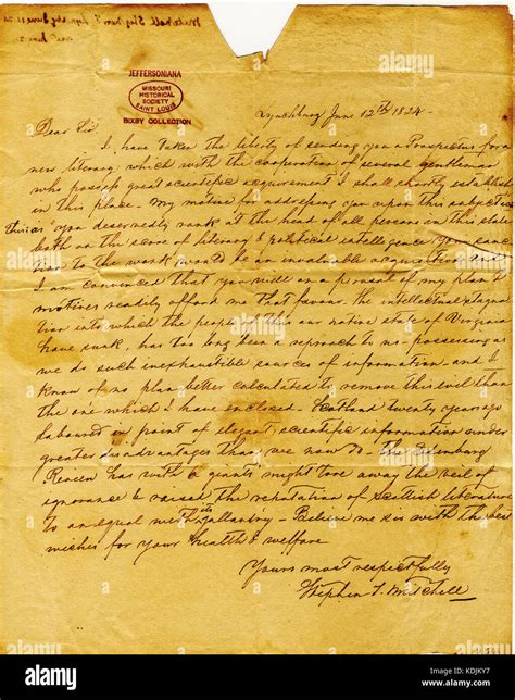 Letter Signed Stephen T Mitchell Lynchburg To Thomas Jefferson Monticello June 12 1824
