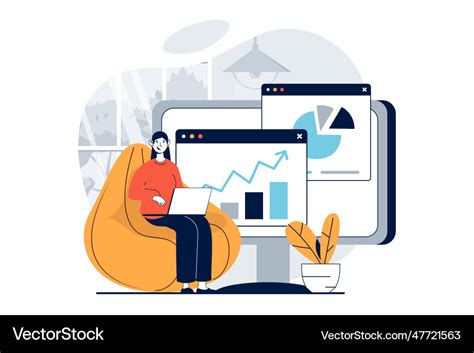 Data Science Concept With People Scene In Flat Vector Image