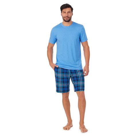 Mens Cuddl Duds® Short Sleeve Pajama Tee And Printed Pajama Shorts Set