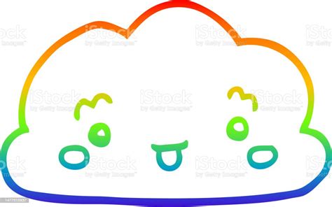 Dessin Au Trait Dégradé Arcenciel Dun Nuage De Dessin Animé Vecteurs