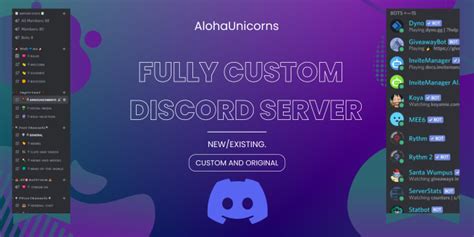 Setup Best Custom Discord Server By Alohaunicorns Fiverr