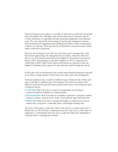 Credit Risk Management Templates In PDF DOC