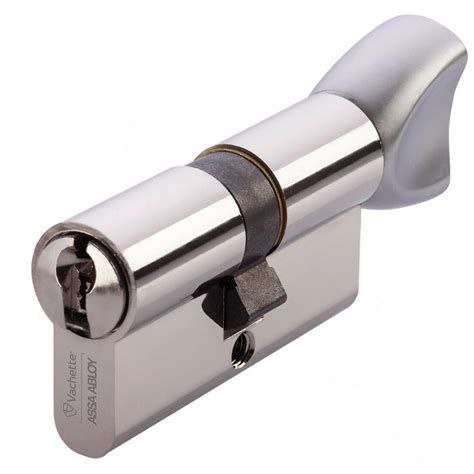 Cylindre double à bouton en laiton nickelé HDI norme A2P 4 clés