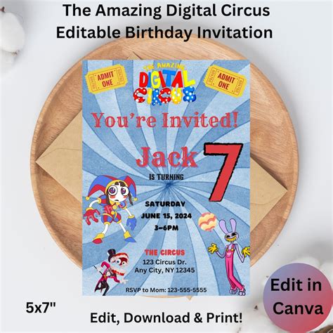The Amazing Digital Circus Editable Printable Birthday Etsy Canada