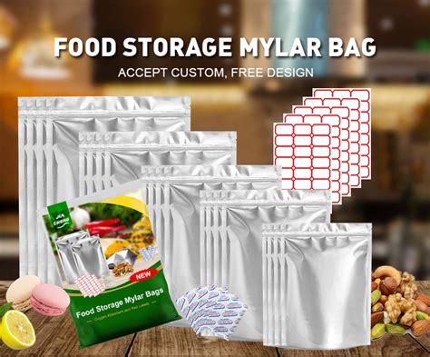 Premount 100 Pack 7 Mil Mylar Bags For Food Storage Vacuum Seal Food
