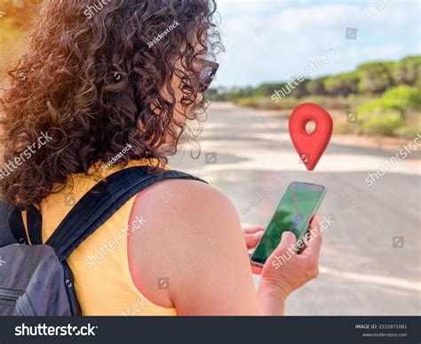 Womans Back Gps Location On Cell Stock Photo 2222871081 Shutterstock