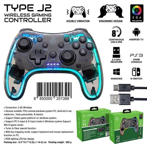 จอย Ega Type J1 มีสาย Type J2 Wireless 2 4g ไร้สาย จอยเกมส์ Joystick For Pc Tv Box Ps3