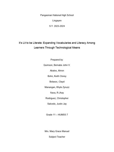 Concept Paper Eapp Pdf Literacy Adolescence