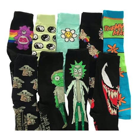 Meias Estampadas Cano Alto Unissex Desenho Animado Personagens