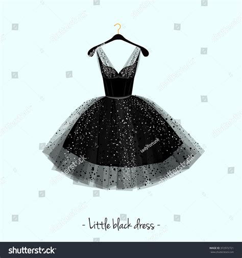 Little Black Dress Party Dress Vector Watercolor Illustration