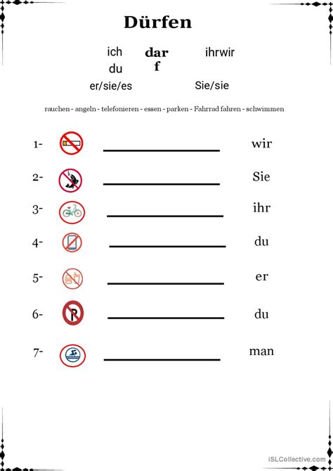 Modalverben Dürfen Allgemein Deutsch Daf Arbeitsblätter Pdf And Doc