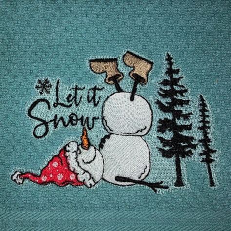 Snowman Machine Embroidery Design Let It Snow Ornament Embroidery
