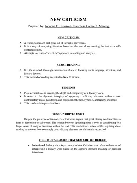 New Criticism Pdf 1 Pdf Non Fiction Literature Literature About Literature