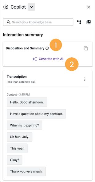 Copilot Automatic Summarization Agent Next Steps Y Disposition Knowledge Base