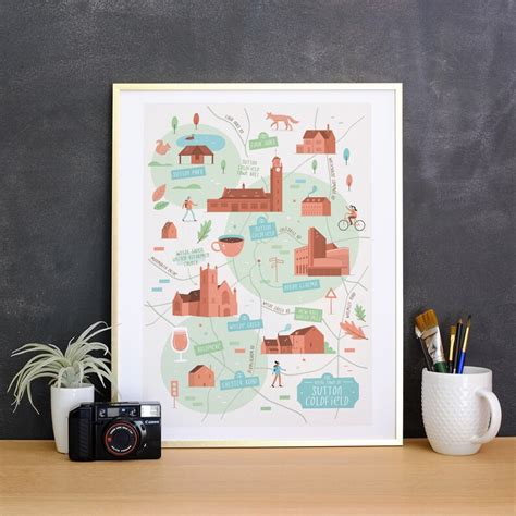 Sutton Coldfield Map Sutton Coldfield Illustrated Map Birmingham Art Birmingham Graphic