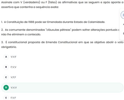 Assinale Com V Verdadeiro Ou F Falso As Afirmativas Que Se Seguem E