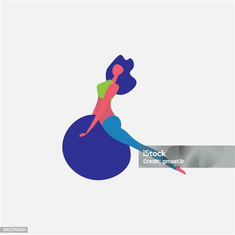 여성 피트 니스 운동을 하 고 맞는 볼 만화 캐릭터 Sportswoman 활동 고립 된 건강 한 라이프 스타일 개념 전체 길이 플랫 여자에 대한 스톡 벡터 아트 및 기타