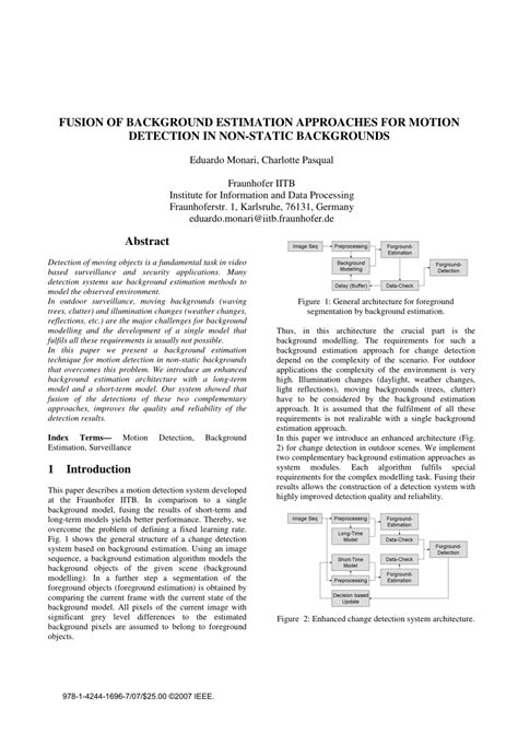 Pdf Fusion Of Background Estimation Approaches For Motion Detection