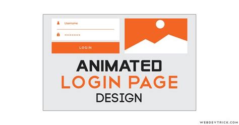 An Animated Login Page With The Text Logo Design In Orange And White