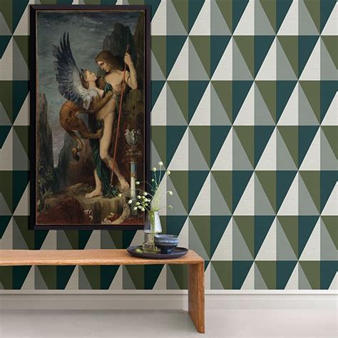 2902 25537 Aspect Green Geometric Faux Grasscloth Wallpaper By A