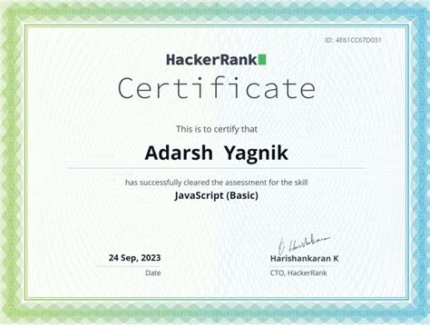 Aadarsh Yagnik On Linkedin Hackerrank Javascript Programming Fullstackdeveloper