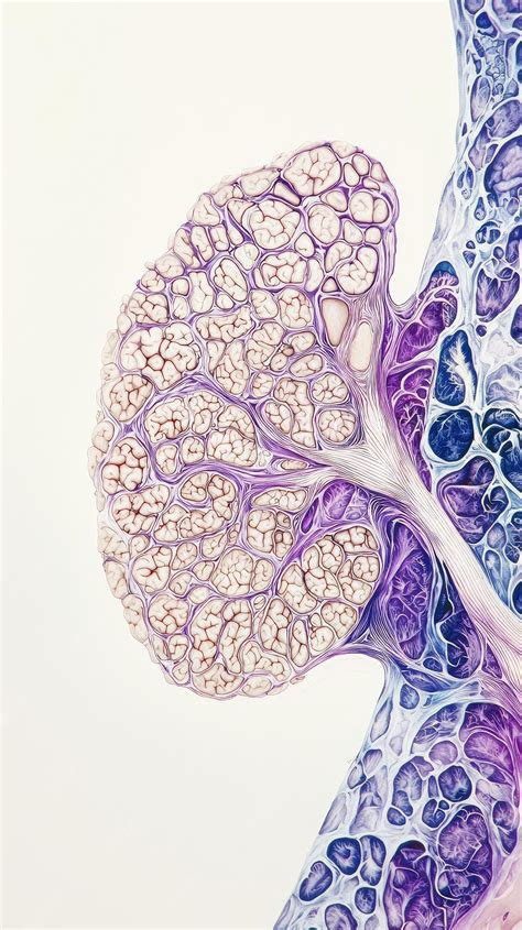 Detailed Illustration Of Histology Of Thymus Showcasing Intricate Cellular Structures And