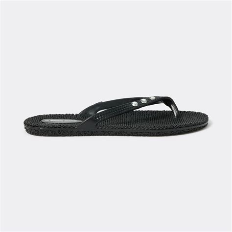 Wave Zone Womens Textured Jewelled Thongs Black Size 10 Big W
