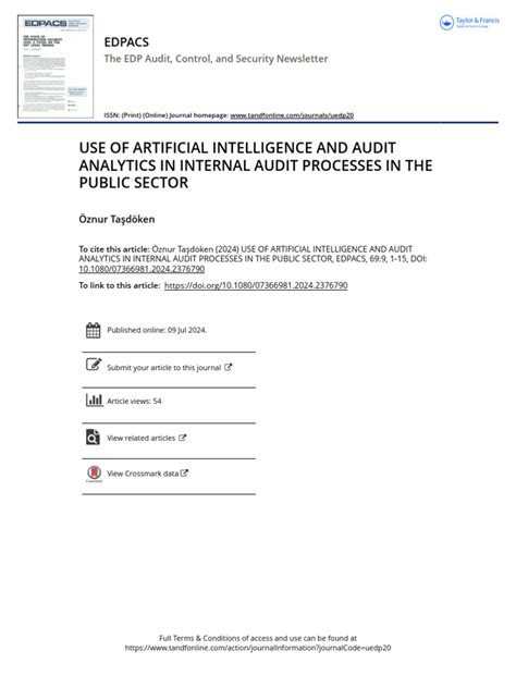 Use Of Artificial Intelligence And Audit Analytics In Internal Audit Processes In The Public