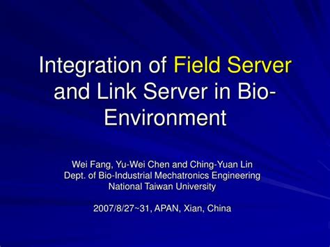 Ppt Integration Of Field Server And Link Server In Bio Environment