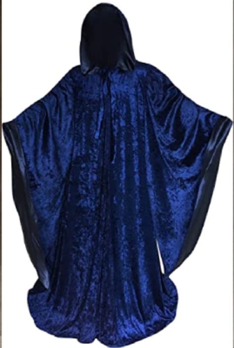 Halloween Wizard Velvet Navy Blue Cloak Glj