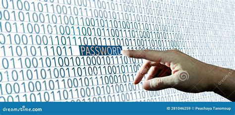 Hand On Password Password With Binary Code Stock Image Image Of