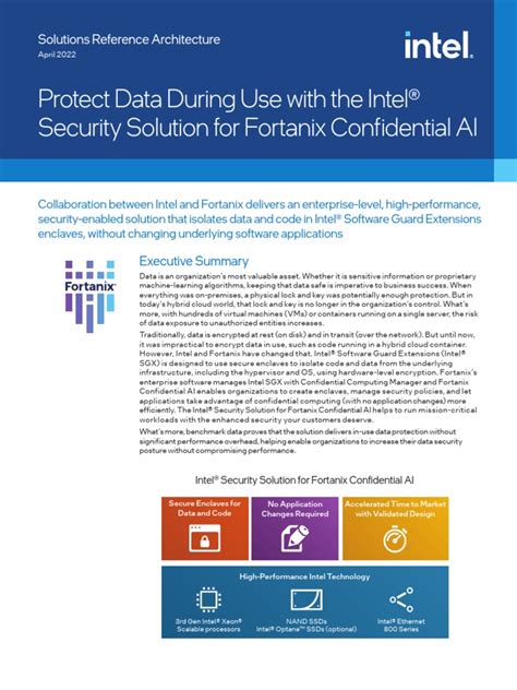 Sec004 Intel Security Solution For Fortanix Confidential Ai Pdf Cloud Computing Artificial