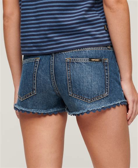 Womens Denim Hot Shorts In Wheeler Vintage Blue Superdry Uk