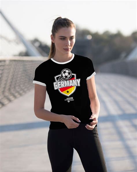 Damen Fan Shirt WM Shirt Badge Germany Deutschland Flagge Fußball