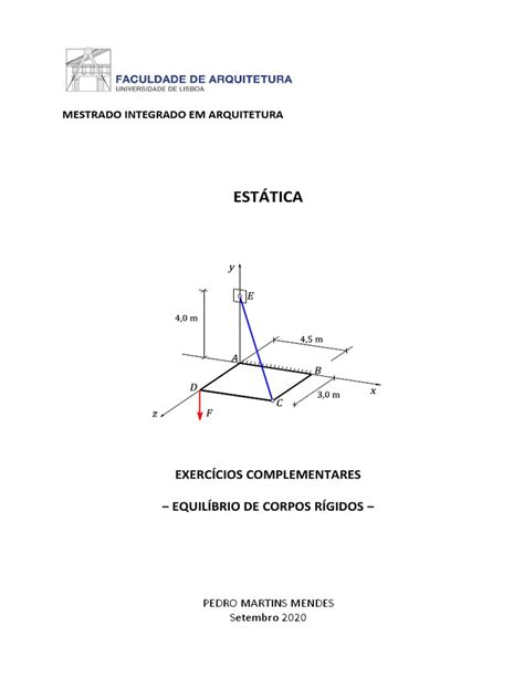 Resolução De Exercícios De Equilíbrio Estático De Corpos Rígidos Sob A