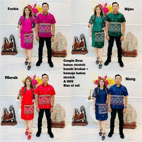 Jual LC Couple Dress Kemeja Pria Kombi Brukat 009 Baju Couple Pasangan Couple Batik
