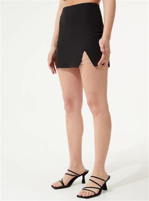 Ripley Falda Corta Mujer Index Negro Cadena Enight S22