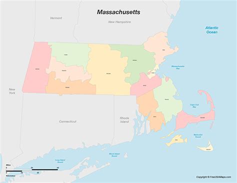 Printable Map Of Massachusetts Counties