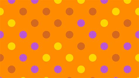 Purple Yellow Brown Color Polka Dots Over Dark Orange Background