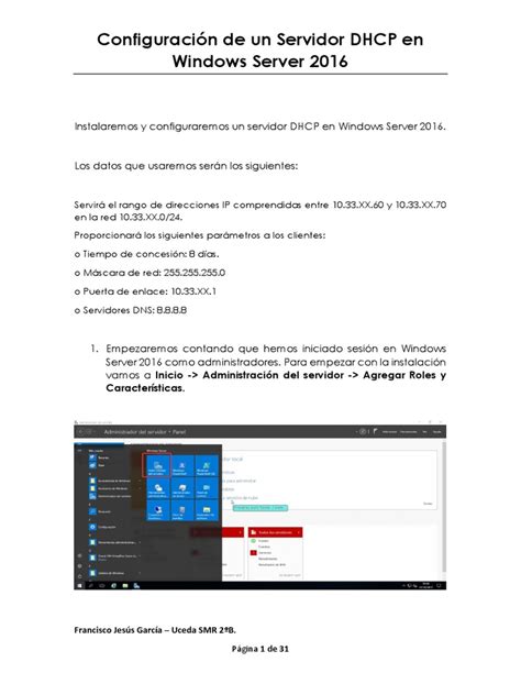 Instalar Dhcp En Linux Y Windows Francisco Jesc3bas Garcc3ada Uceda Smr2b 1 Pdf Dirección Ip