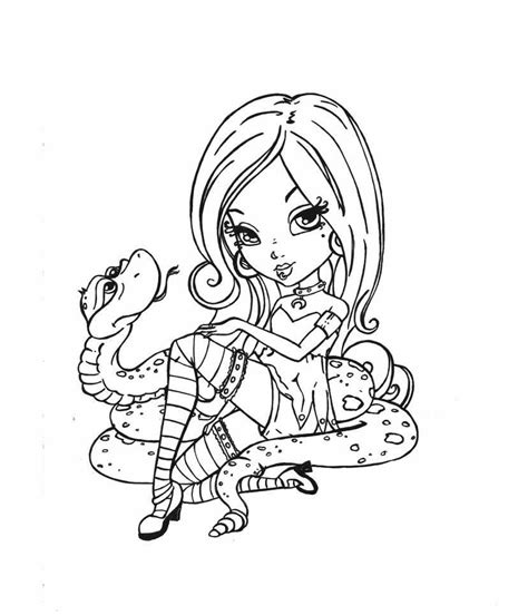 Девушка и питон Люди и лица Раскраски антистресс