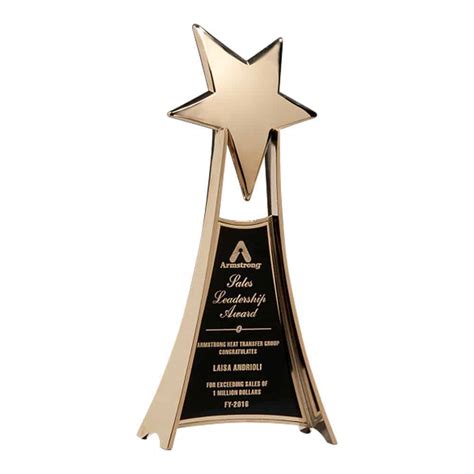 Gold Star Award With Rosewood Base Suburban Custom Awards