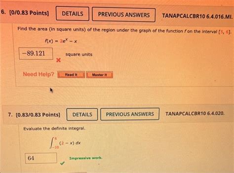 Solved Find The Area In Square Units Of The Region Under