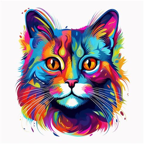 Cat Face Vibrant Color Design Cat Face Ai Cat Face Vector Cat Face
