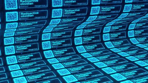 Abstract Bended Dark Blue Texture With Radioactive Warning And Qr Codes Motion Information Of Abstract Bended Dark Blue Texture With Radioactive Warning And Qr Codes Motion Information Of