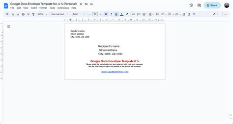 Google Docs Envelope Template All Sizes